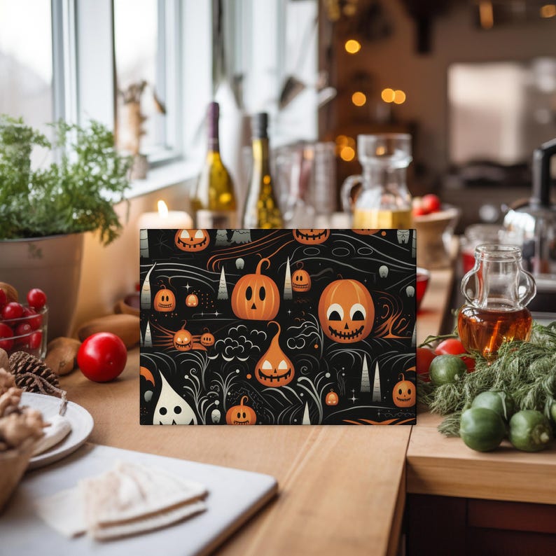 Spooky Charcuterie Board for Halloween Party, Pumpkin Pattern Tempered ...