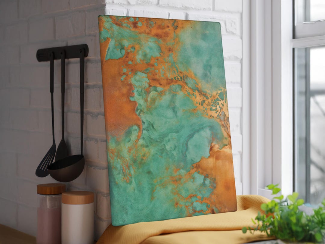 Wabi Sabi Kitchen Art, Imperfect Beauty Glass Board, Weathered Rust and ...