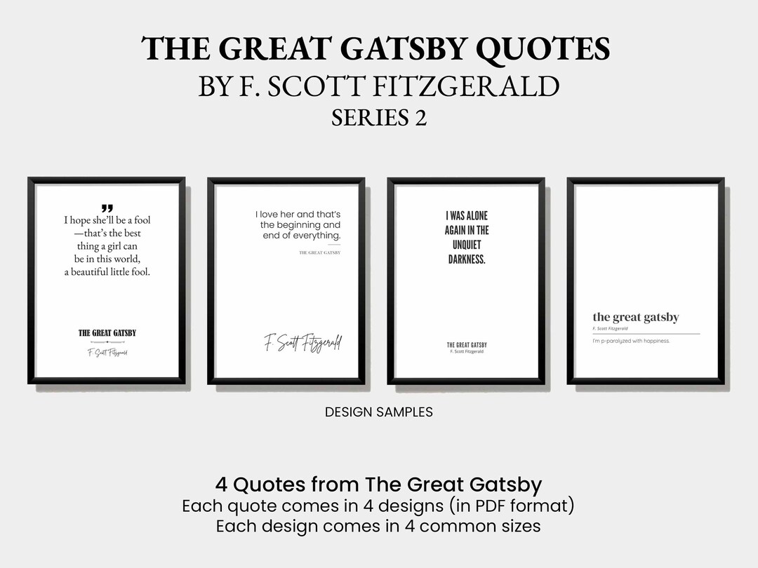The Great Gatsby Quotes Series 2, F Scott Fitzgerald Quotes, Printable ...