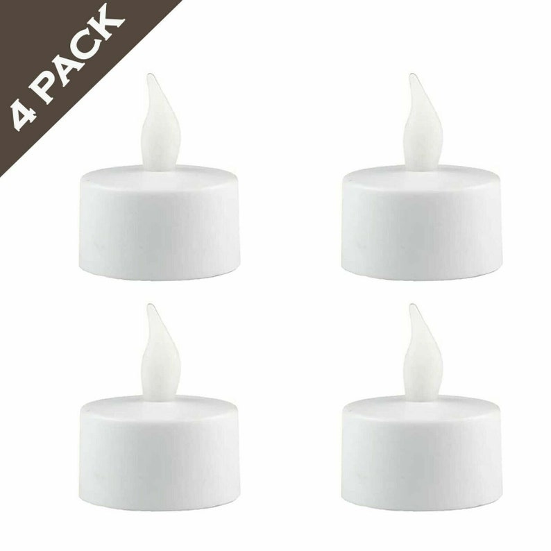 White Flameless LED Tea Lights, Flickering Battery Operated Tealight ...