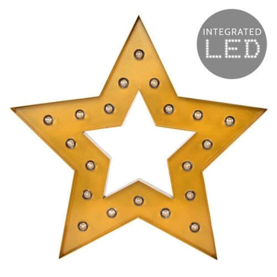 Modern LED Battery Operated / MAINS Powered Gold Star Silhouette Shaped ...