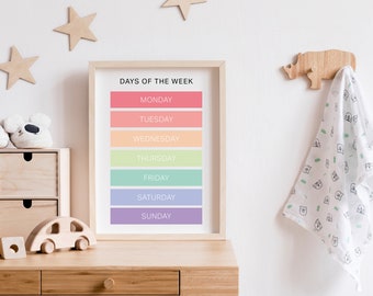 Days of the Week Educational Poster for Kids Classroom Visual Learning ...