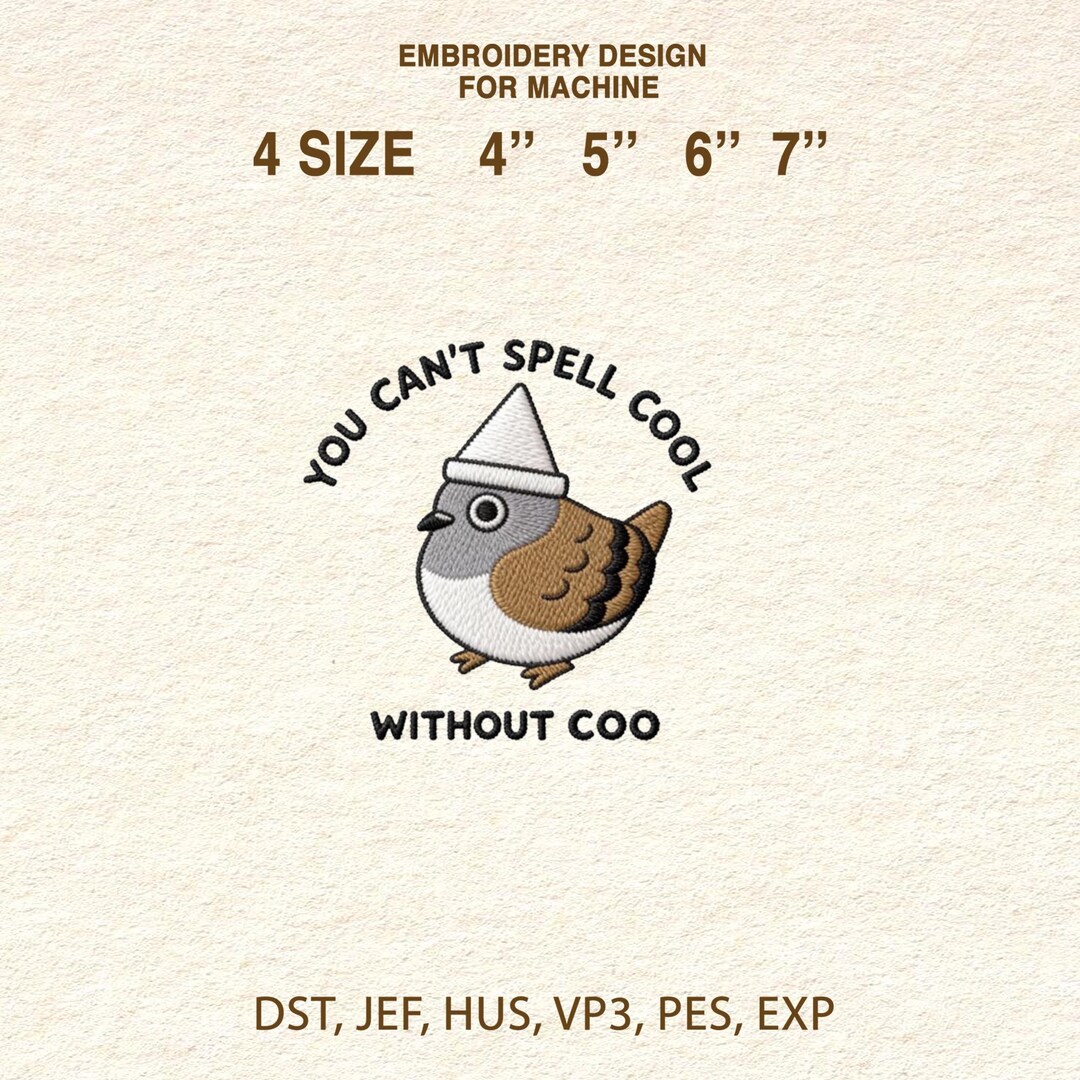 Funny Bird Embroidery Design, You Can’t Spell Cool Without Coo Quote ...