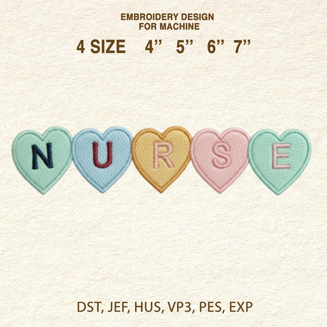 NURSE Heart Applique Machine Embroidery Design, Healthcare Patch ...