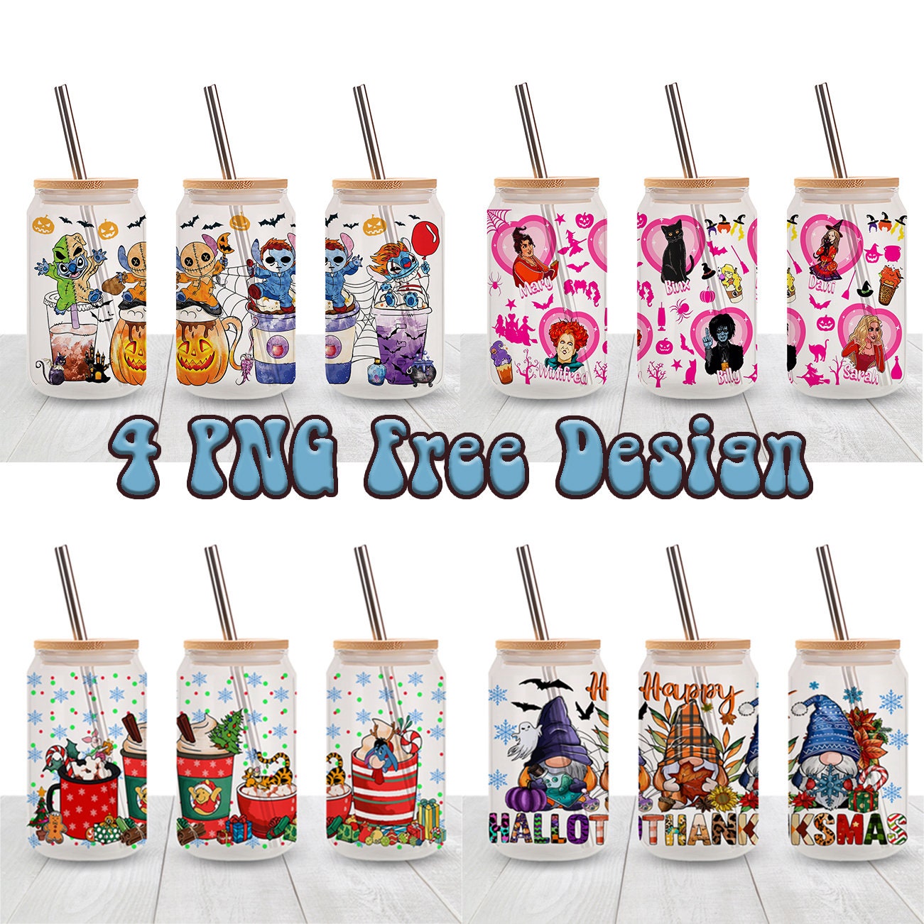 Bluey Dogs Halloween 16oz Libbey Glass Can Wrap Blue Dogs - Etsy