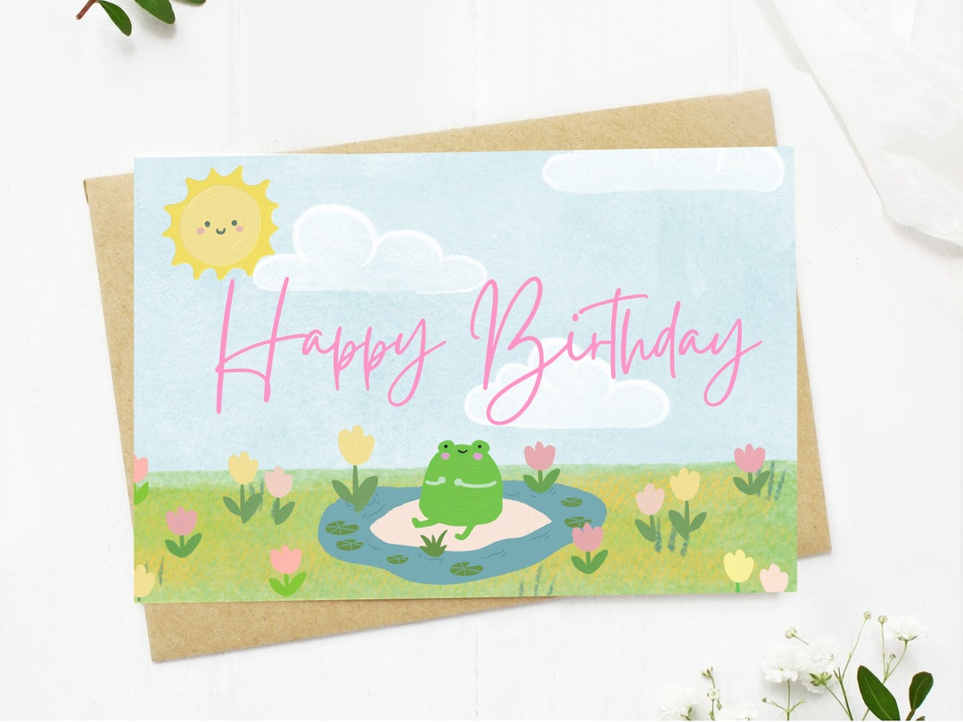 Printable Happy Birthday Cute Froggy Card (8.5x11in) - Etsy