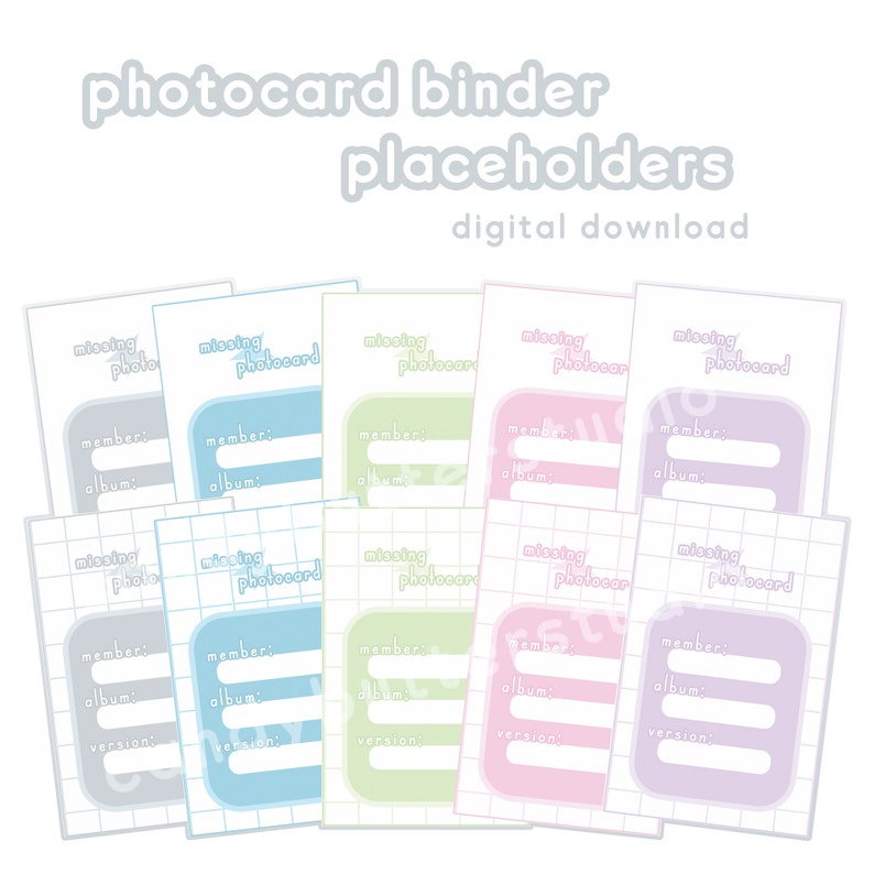 Kpop Photocard Printable Placeholders for Binder (pastel) (digital ...