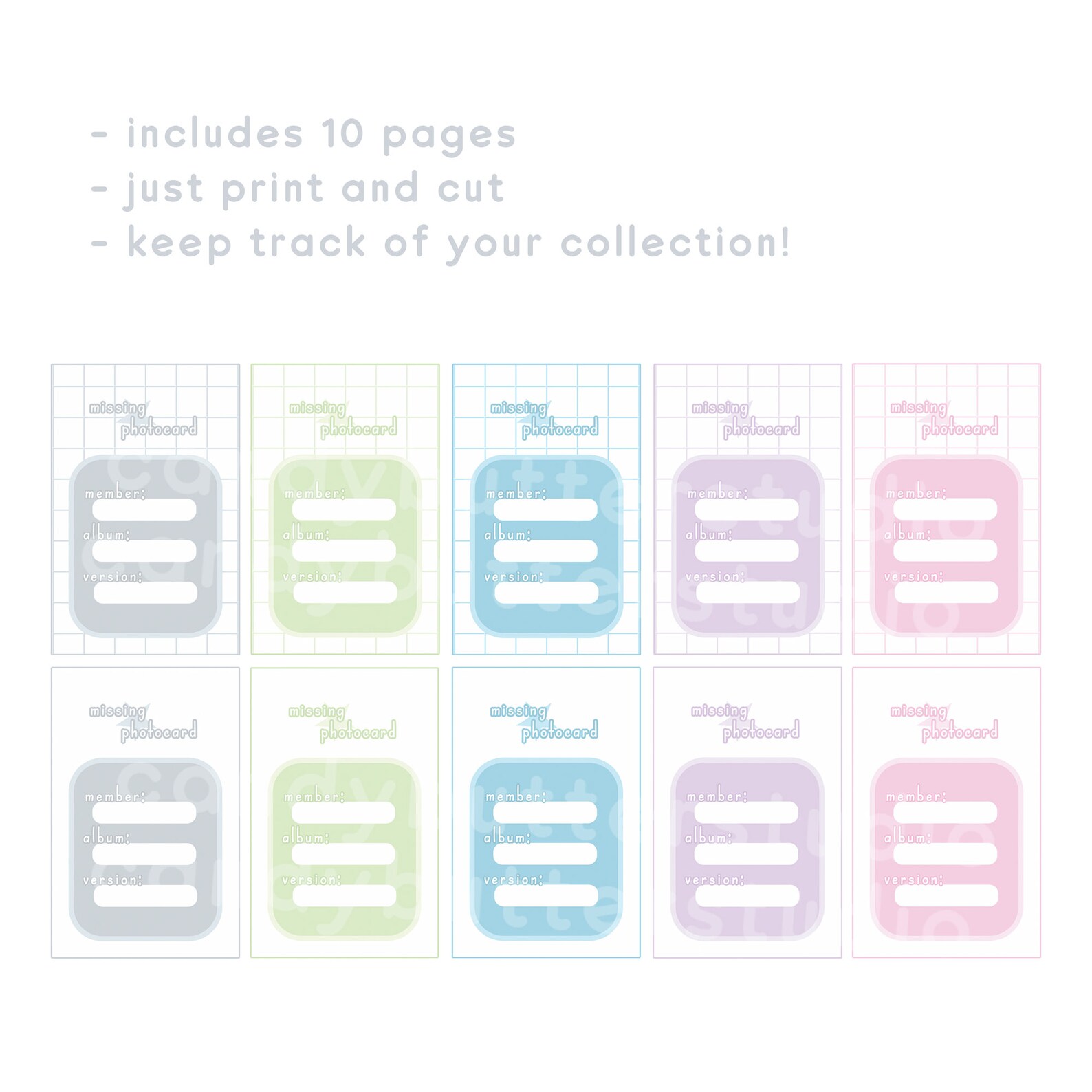 Kpop Photocard Printable Placeholders for Binder (pastel) (digital ...
