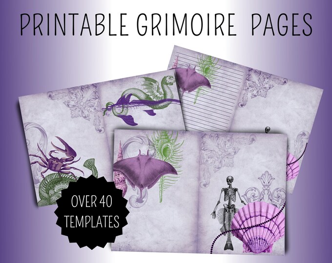 Printable Grimoire Pages, Blank Grimoire, Witch Pages, Book of Shadows ...