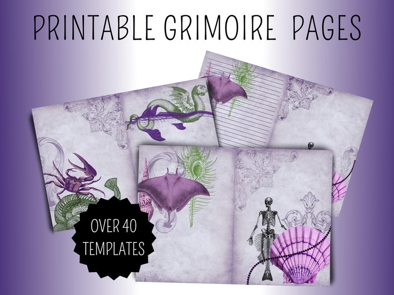 Printable Grimoire Pages, Blank Grimoire, Witch Pages, Book of Shadows ...