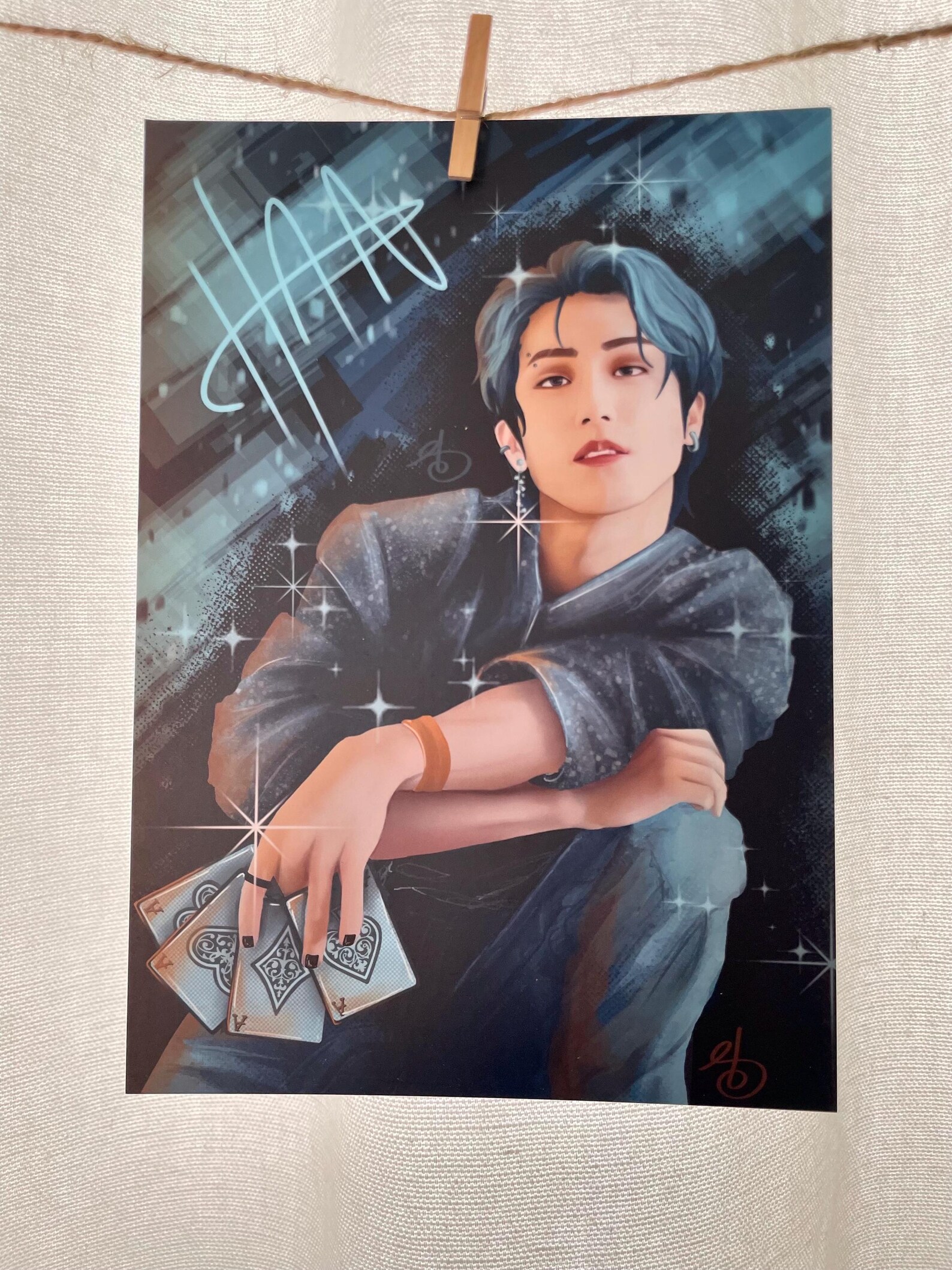 Han - Stray Kids Art Print/pc, Blue Ace, K-pop Prints. - Etsy