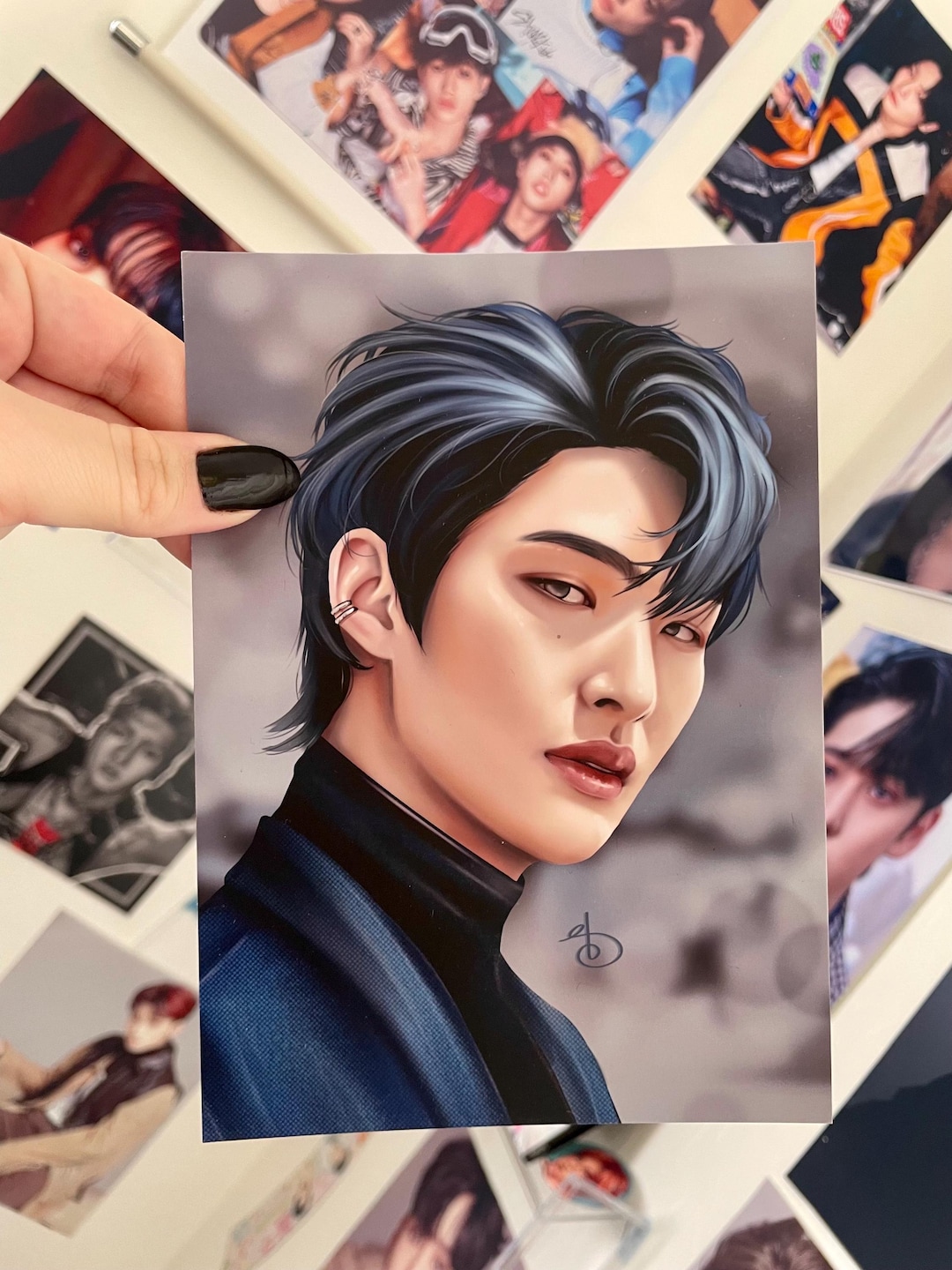 Mingi - Ateez Art Print/pc, Blue, K-pop Prints. - Etsy