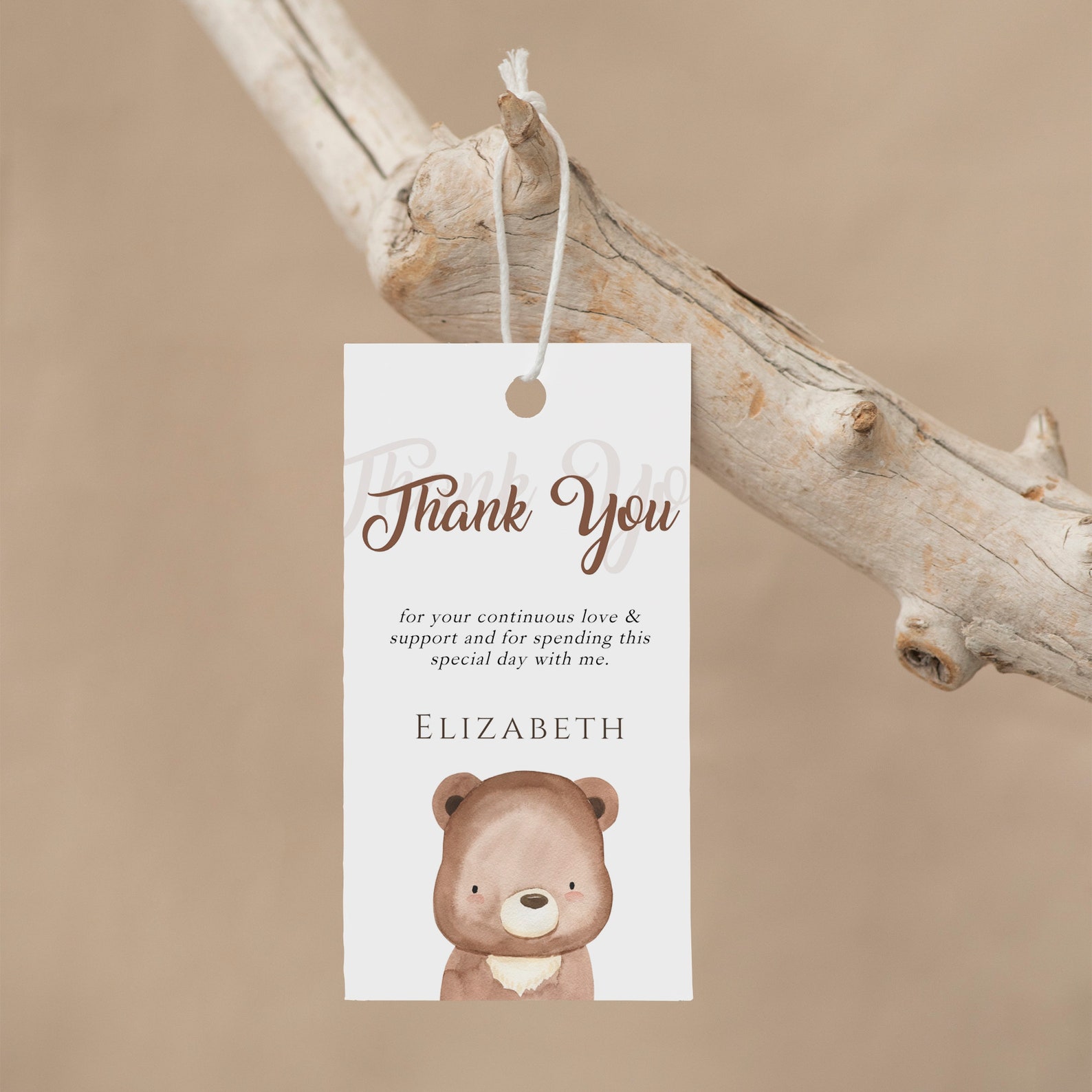 Editable Bear Baby Shower Favor Tags Bear Gift Tags Watercolor Teddy ...