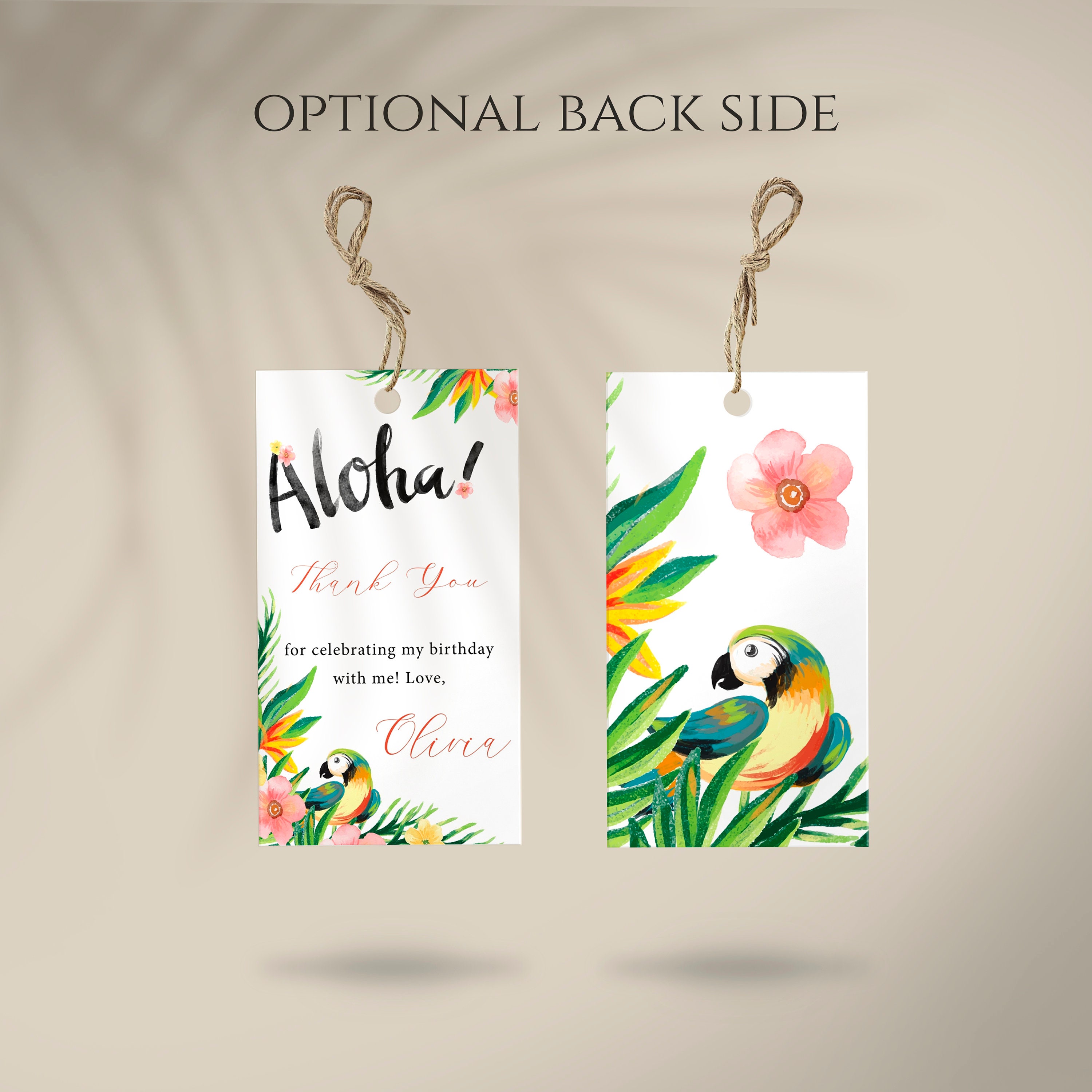 Editable Aloha Birthday Favor Tags Hawaii Party Gift Tags Tropical ...