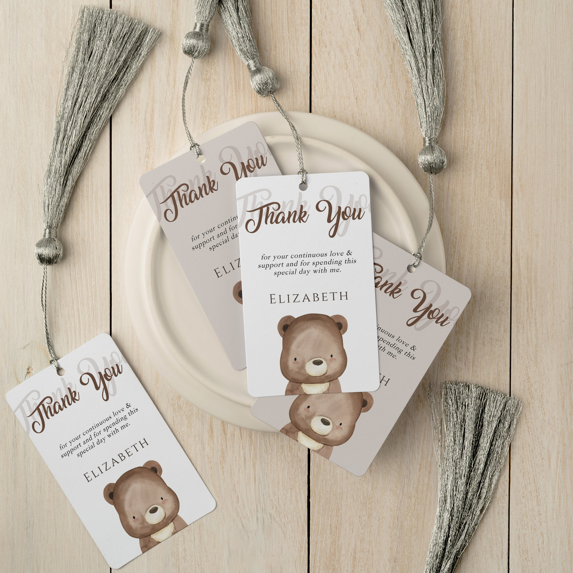 Editable Bear Baby Shower Favor Tags Bear Gift Tags Watercolor Teddy ...