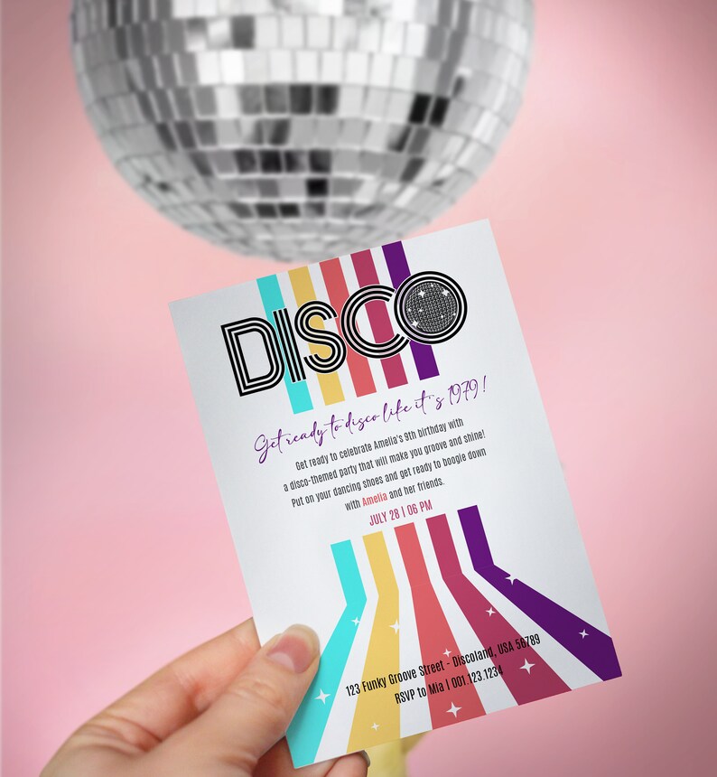 Editable Disco Birthday Invitation Dancing Party Disco - Etsy