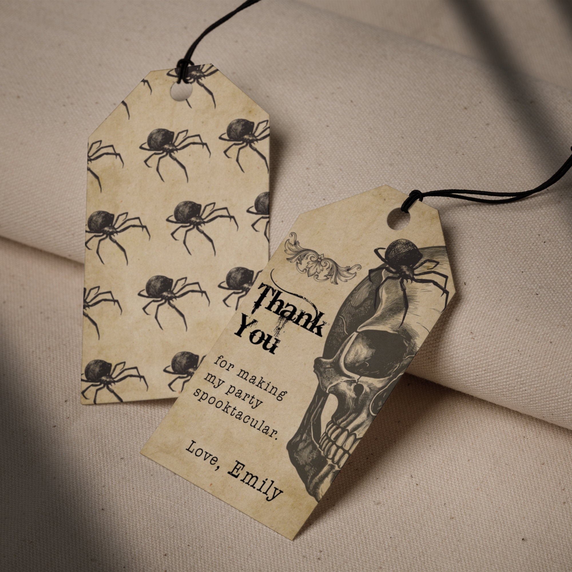 Editable Vintage Halloween Skull Favor Tags Spooky Gift Tags Sketch ...