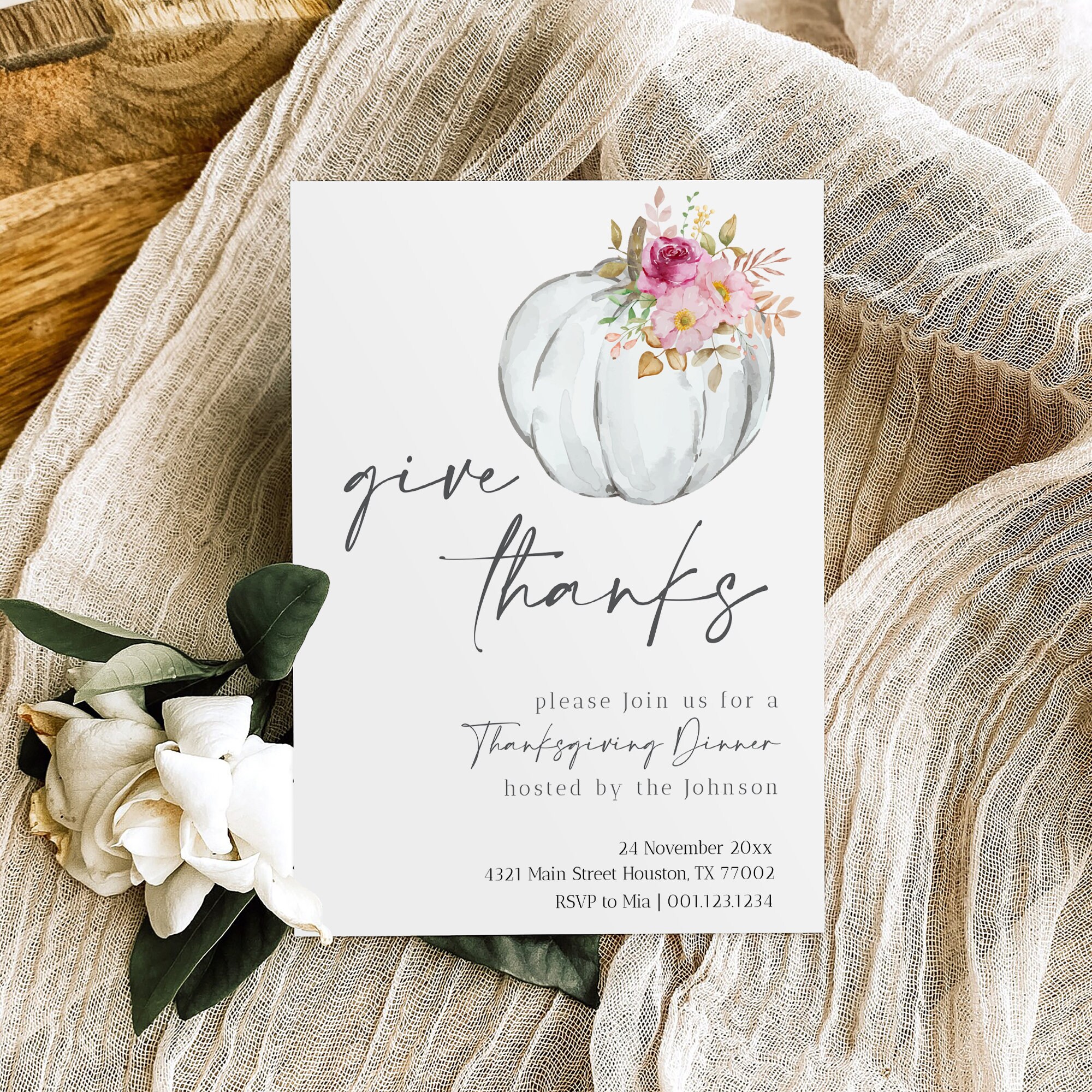 EDITABLE THANKSGIVING INVITATION Template Give Thanks Invitation ...
