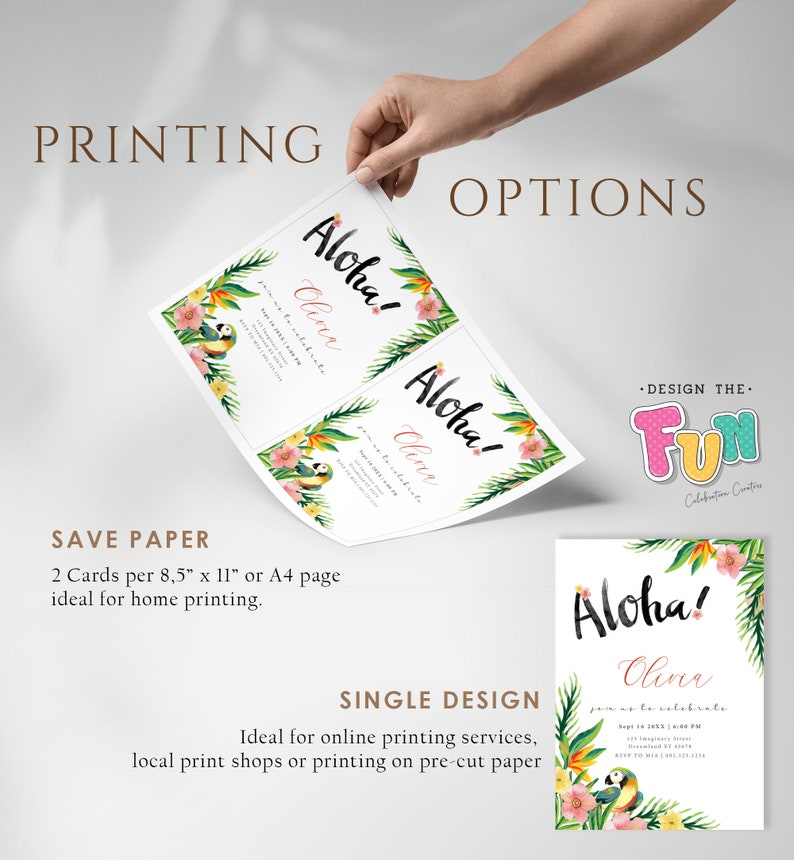 Editable Aloha Birthday Invitation Template, Hawaiian Birthday Party ...