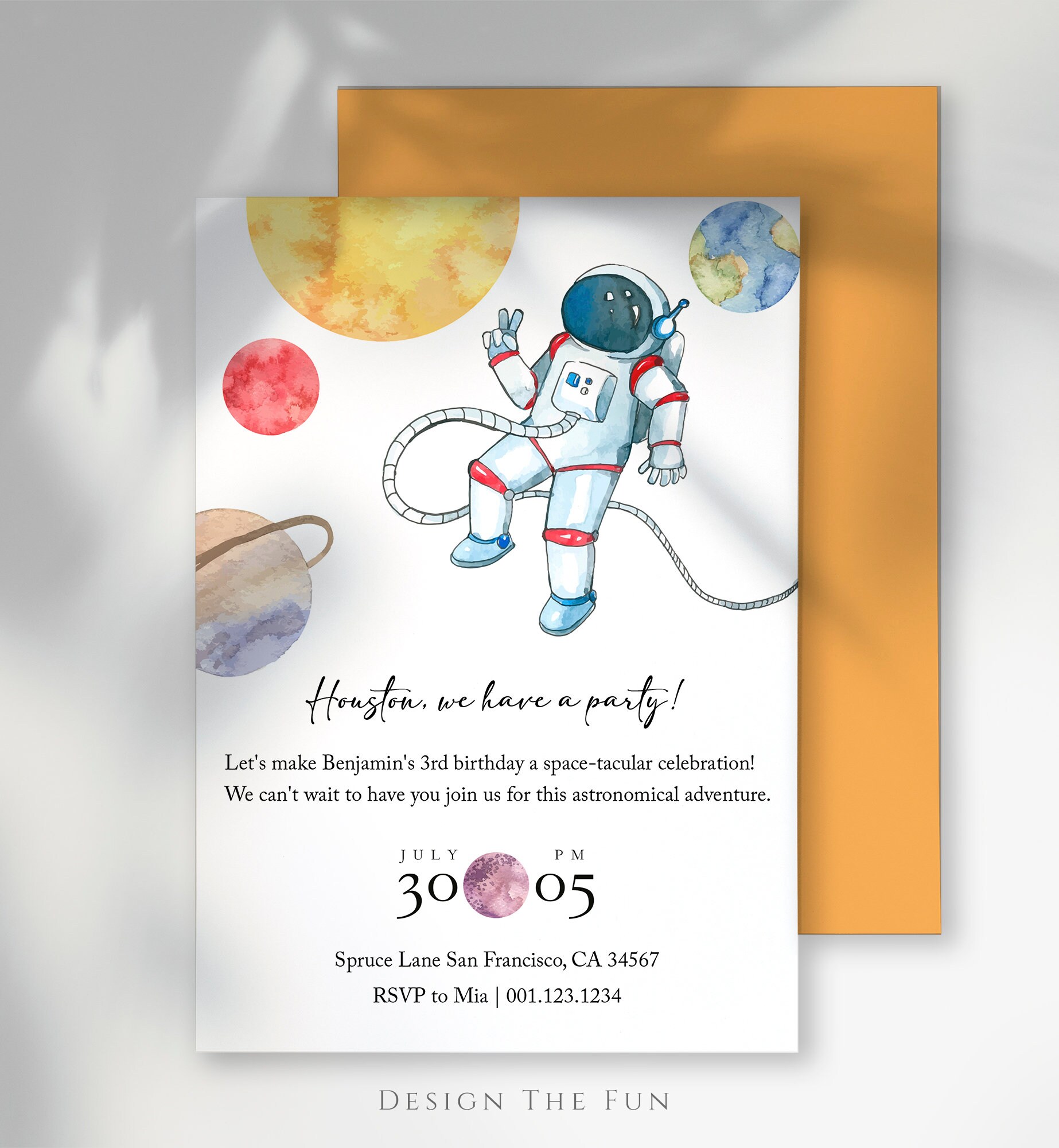 Editable Astronaut Birthday Invitation, Space Birthday Theme Invite ...
