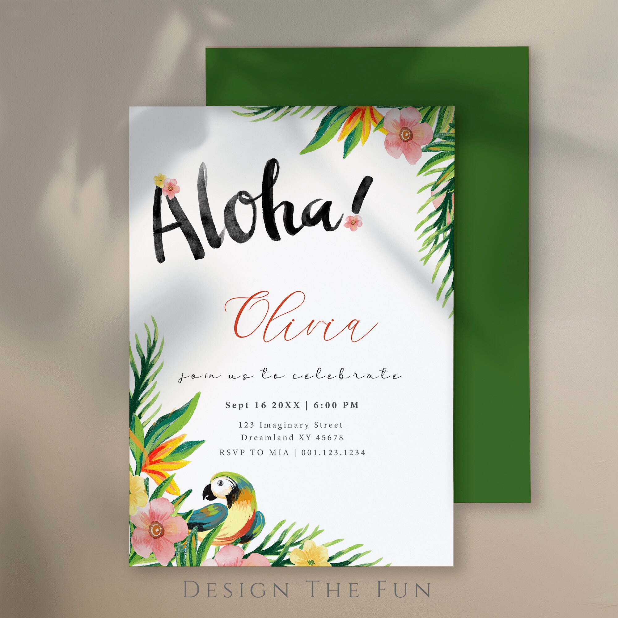 Editable Aloha Birthday Invitation Template, Hawaiian Birthday Party ...