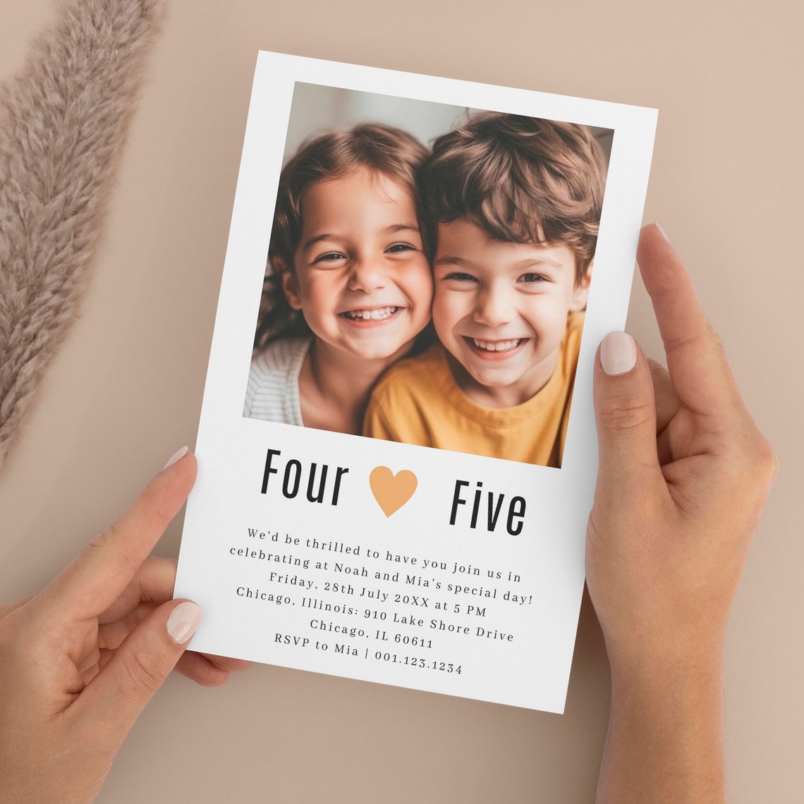 Sibling Birthday Invitation Template Minimalist Invitation Photo ...