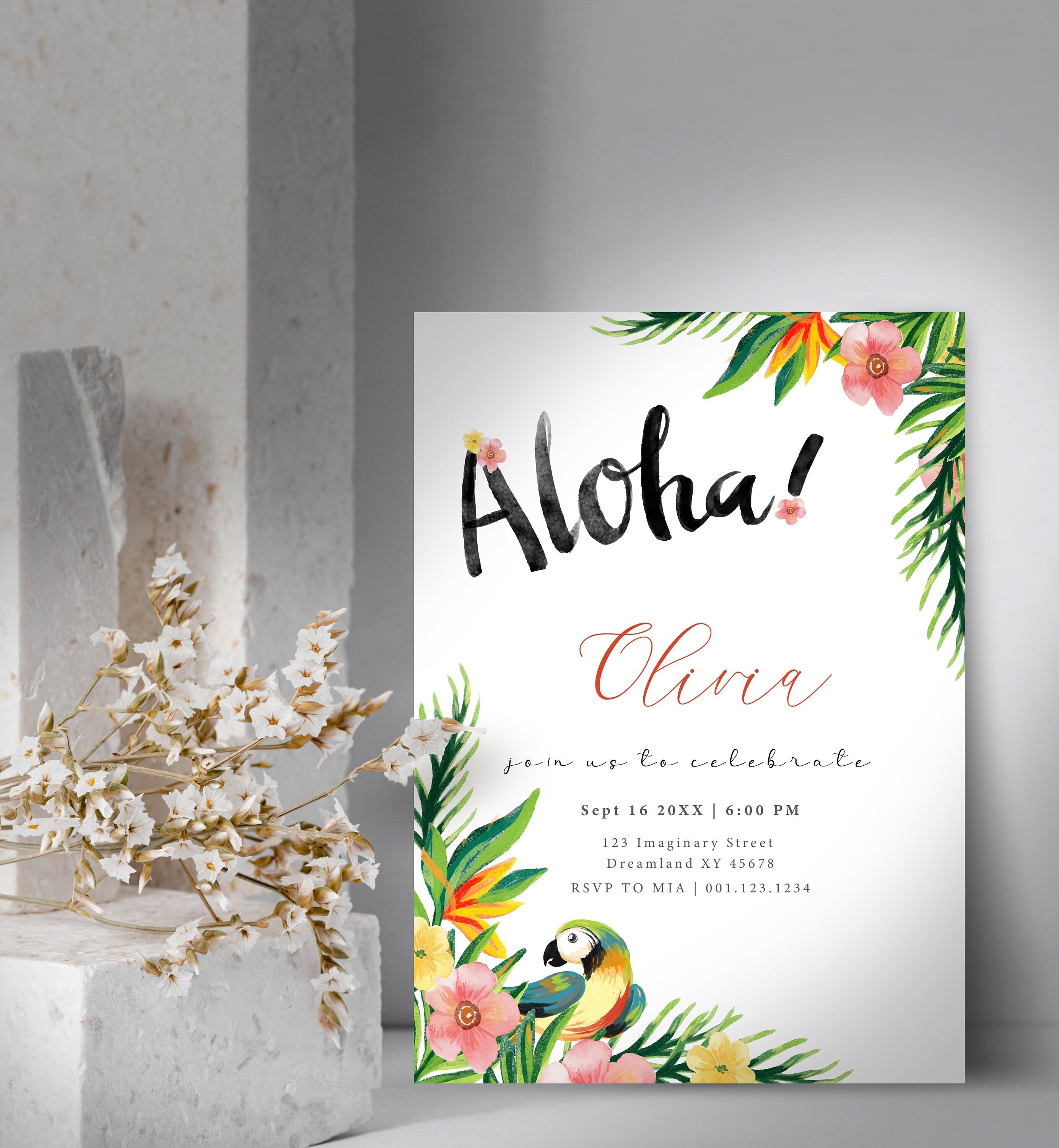 Editable Aloha Birthday Invitation Template, Hawaiian Birthday Party ...