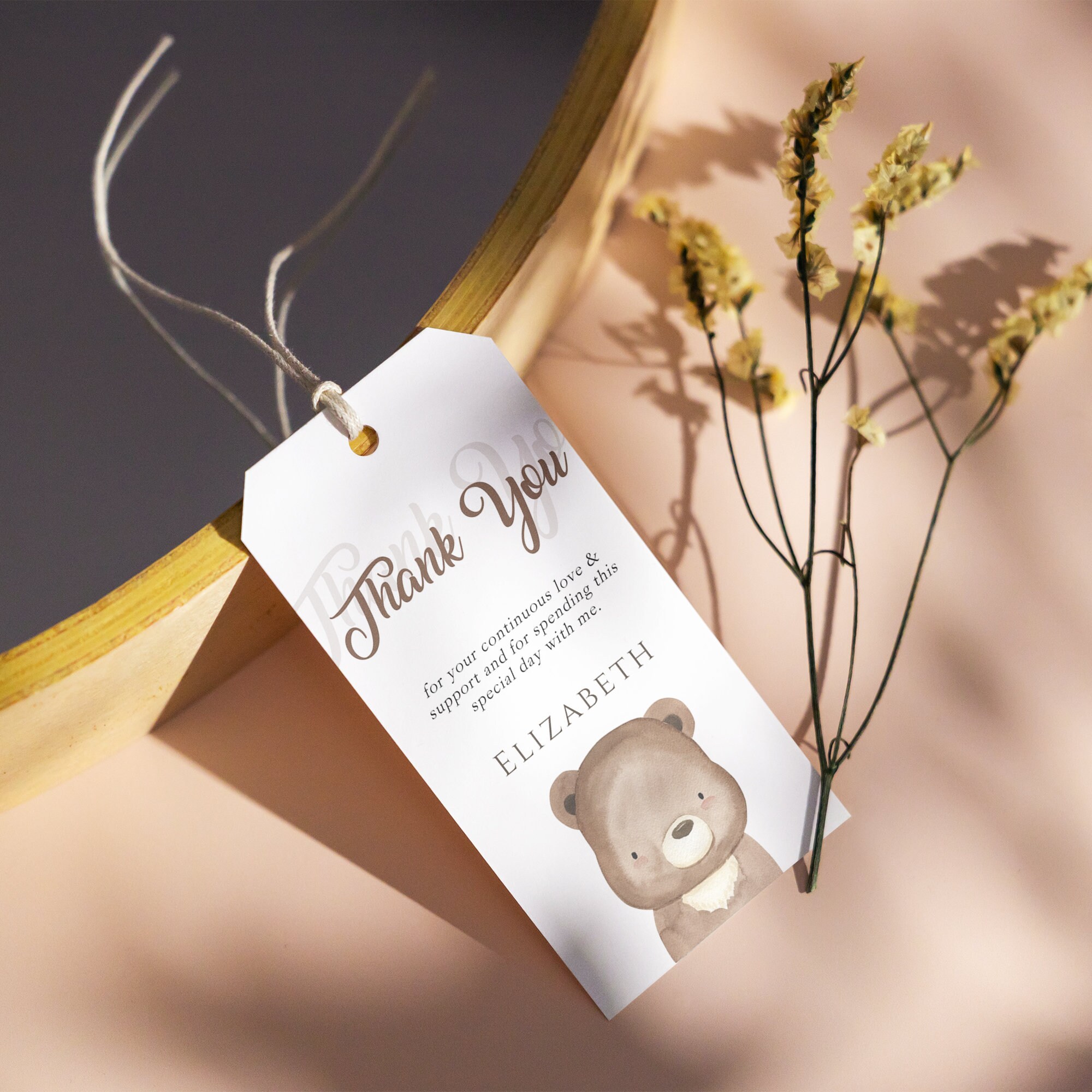 Editable Bear Baby Shower Favor Tags Bear Gift Tags Watercolor Teddy ...