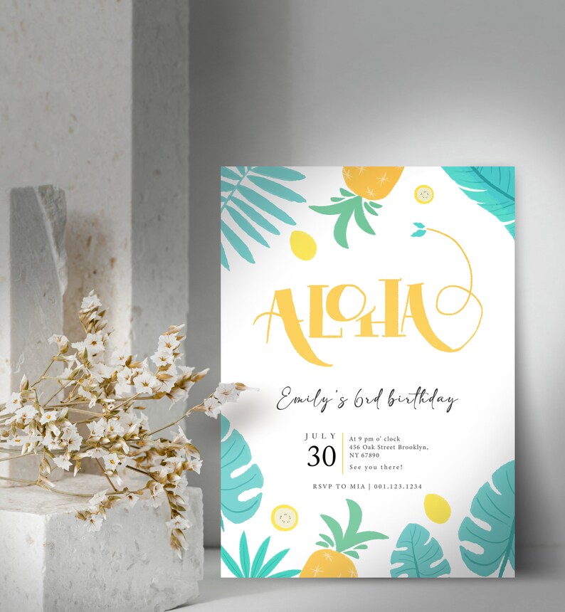 Invitación de cumpleaños editable de Aloha / Fiesta hawaiana / Tema ...
