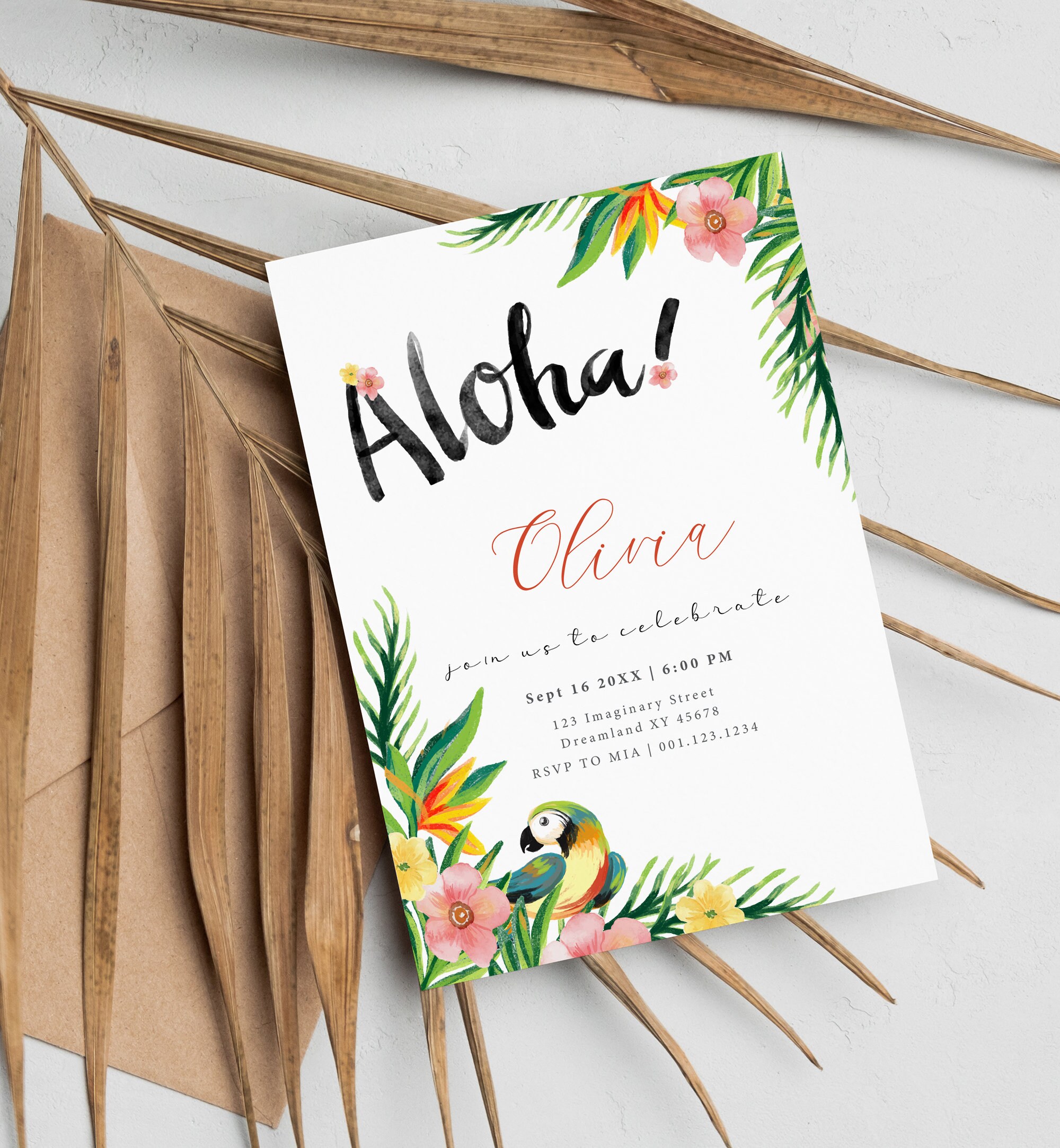 Editable Aloha Birthday Invitation Template, Hawaiian Birthday Party ...