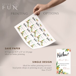 Editable Aloha Birthday Favor Tags Hawaii Party Gift Tags Tropical ...