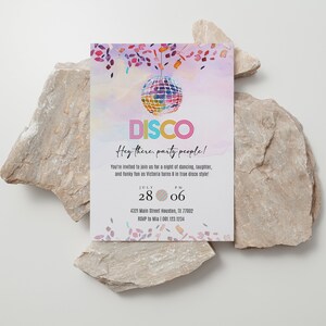 Editable Disco Birthday Invitation | Dancing Party | Disco Ball | Retro ...