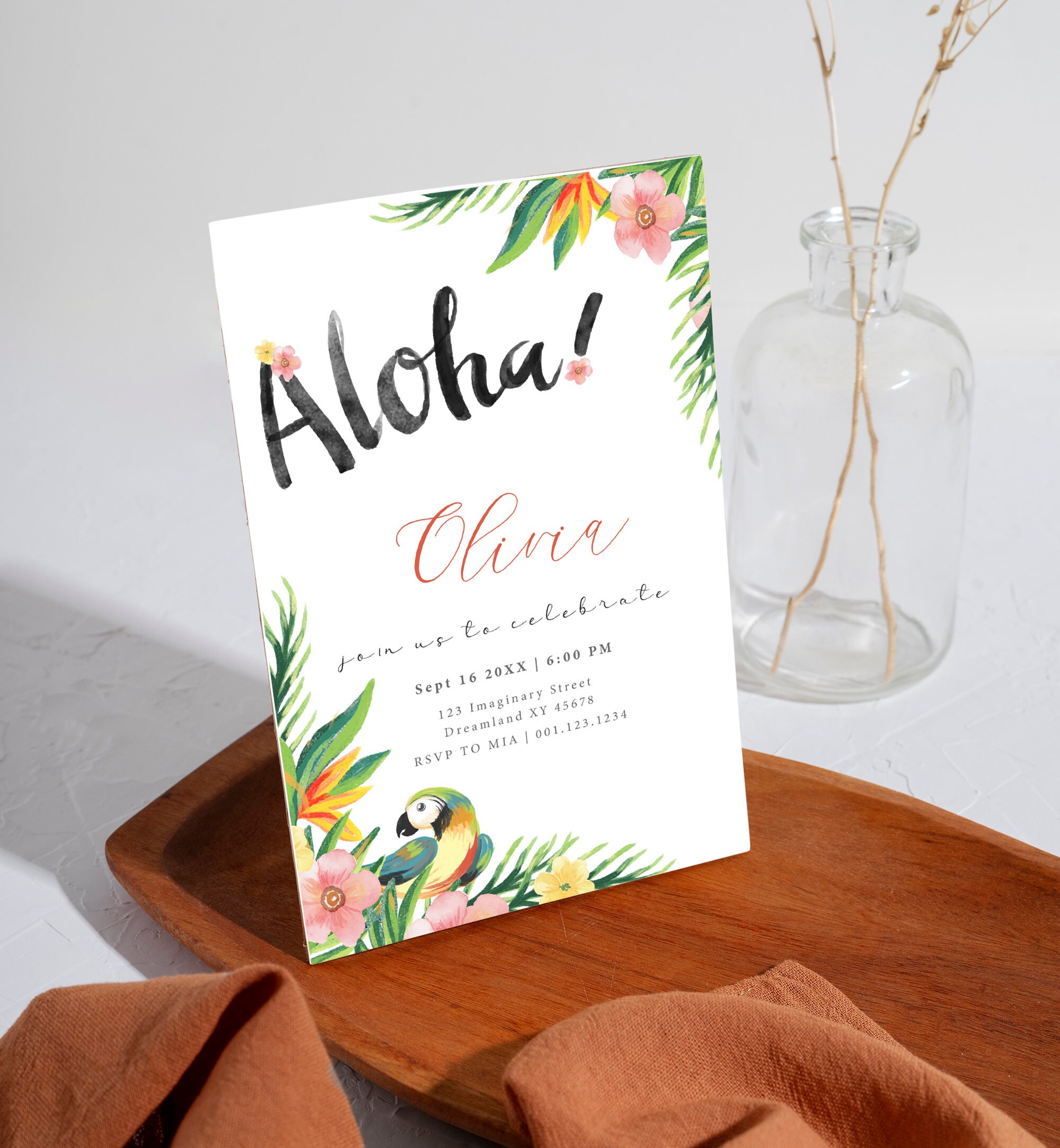 Editable Aloha Birthday Invitation Template, Hawaiian Birthday Party ...
