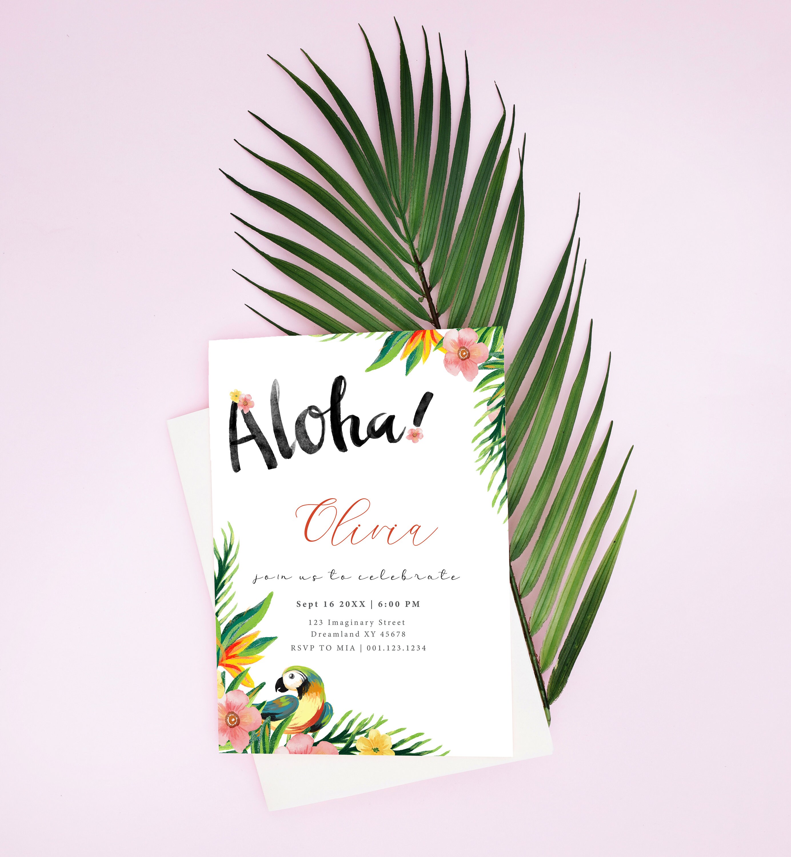 Editable Aloha Birthday Invitation Hawaiian Party Tropical - Etsy