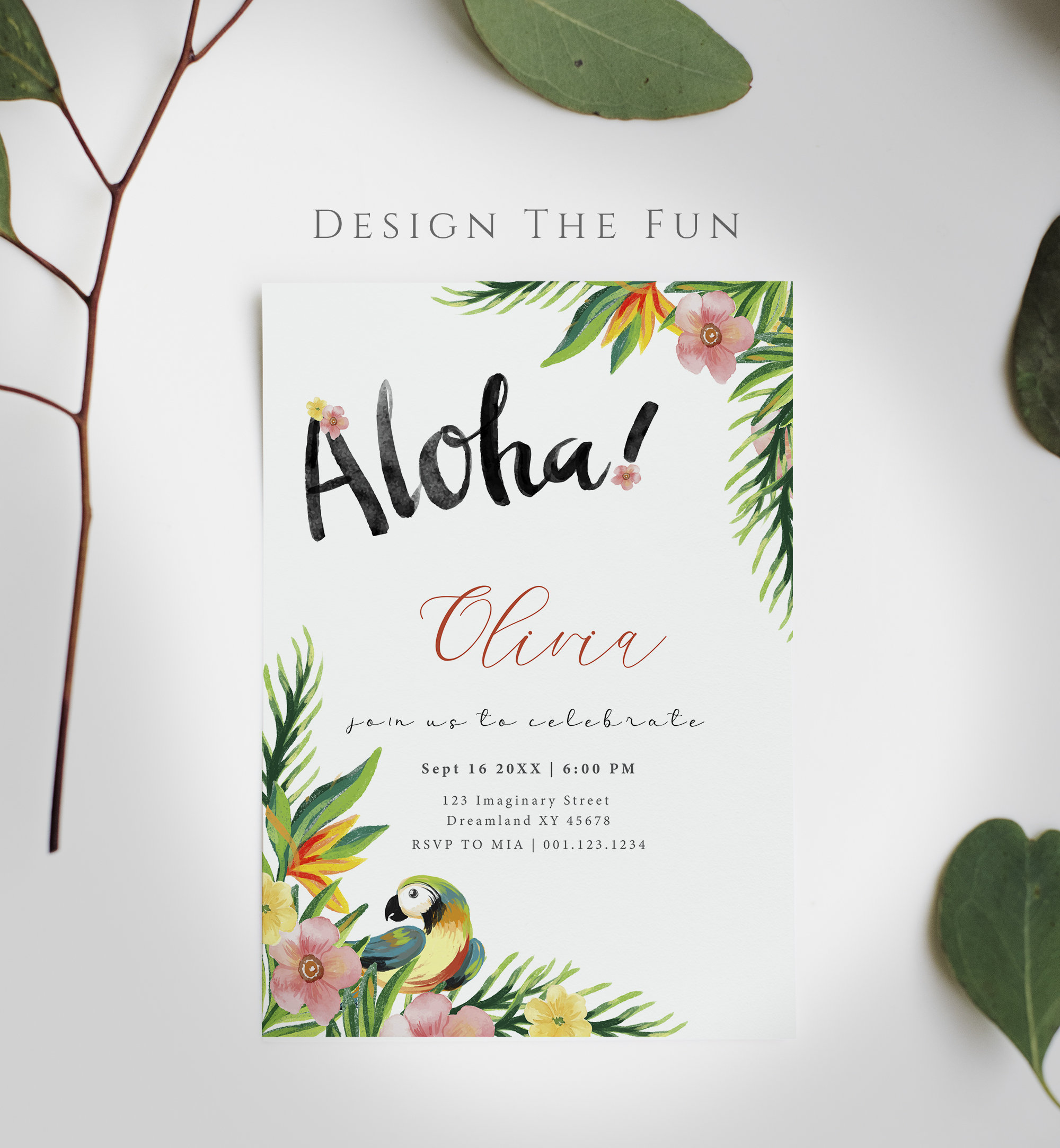 Editable Aloha Birthday Invitation Template, Hawaiian Birthday Party ...