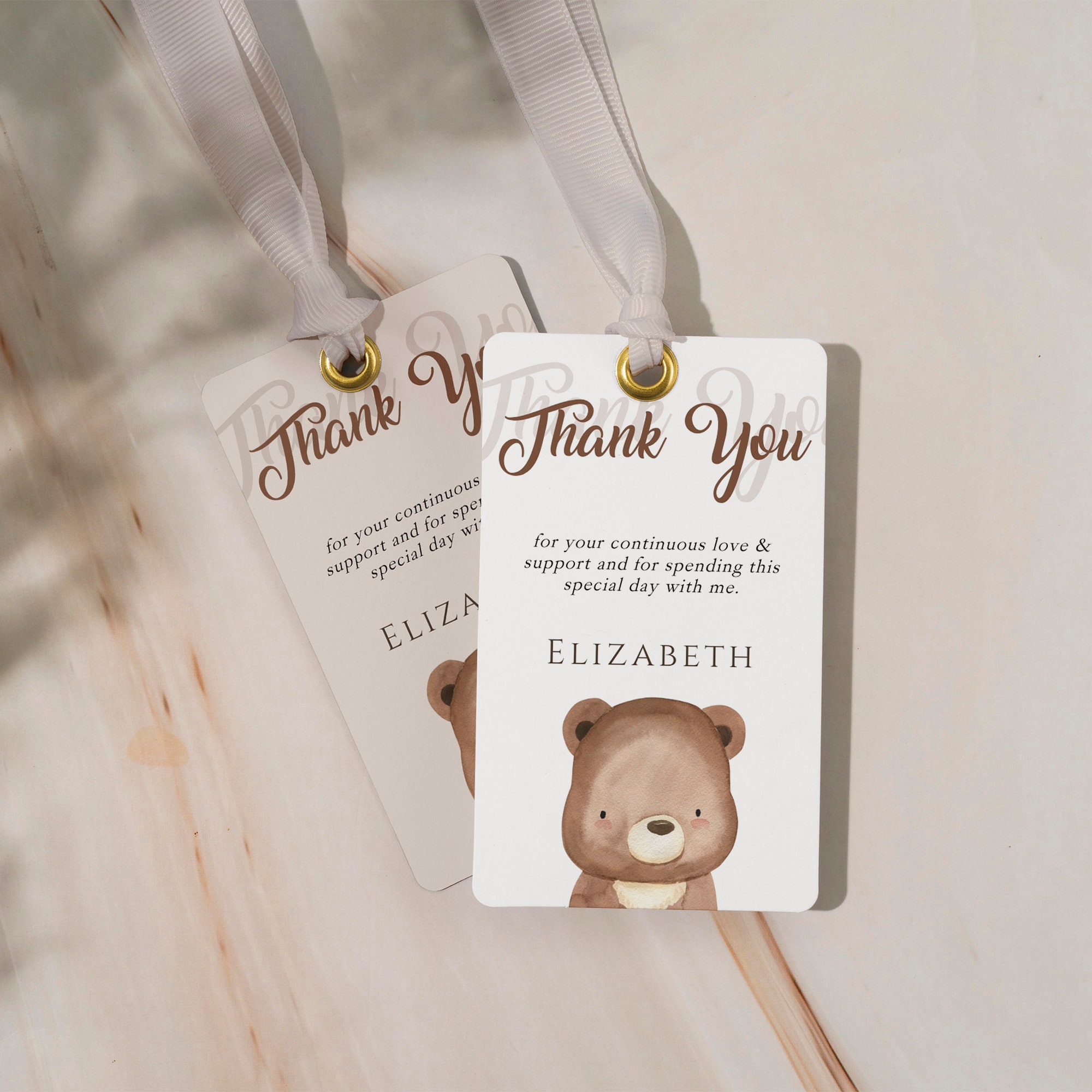 Editable Bear Baby Shower Favor Tags Bear Gift Tags Watercolor Teddy ...