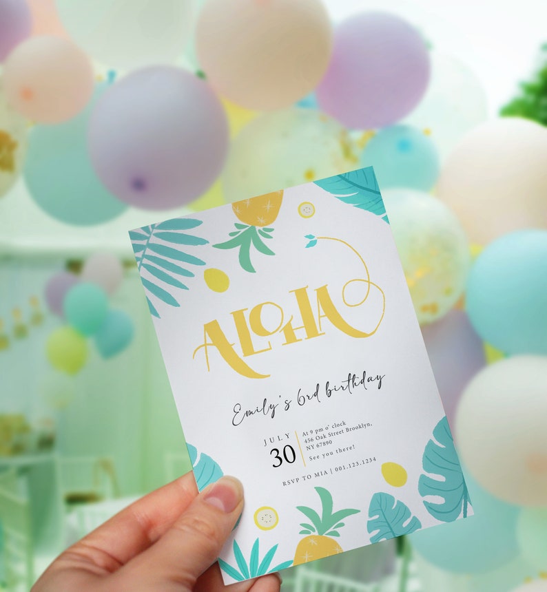 Invitación de cumpleaños editable de Aloha / Fiesta hawaiana / Tema ...