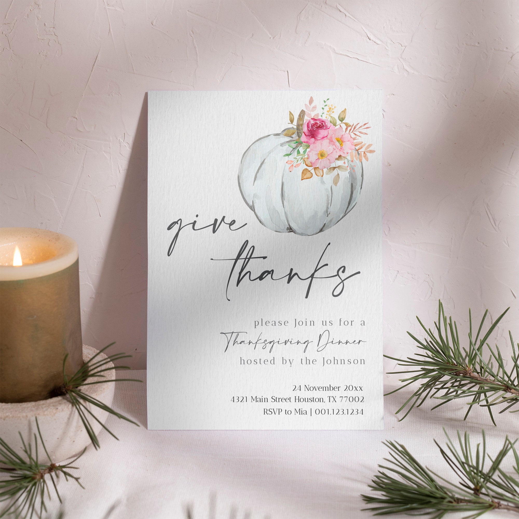 EDITABLE THANKSGIVING INVITATION Template Give Thanks Invitation ...