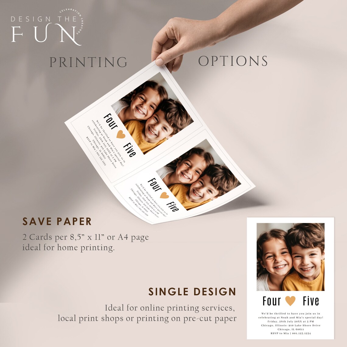 Sibling Birthday Invitation Template Minimalist Invitation Photo ...