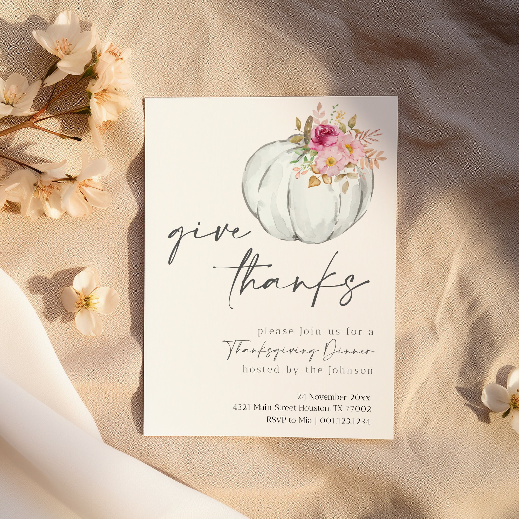 EDITABLE THANKSGIVING INVITATION Template Give Thanks Invitation ...