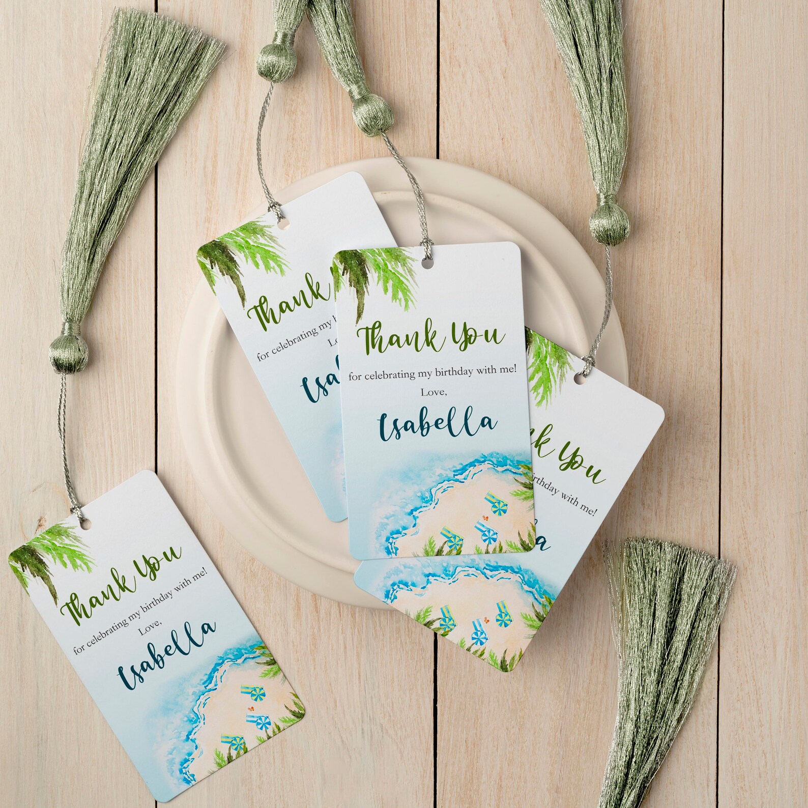 Editable Beach Birthday Favor Tags Island Party Gift Tags Tropical ...