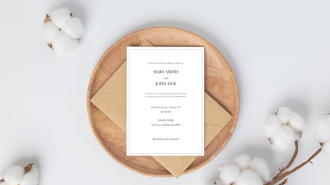 Border Modern Wedding Invitation Customizable 7x5 Digital - Etsy