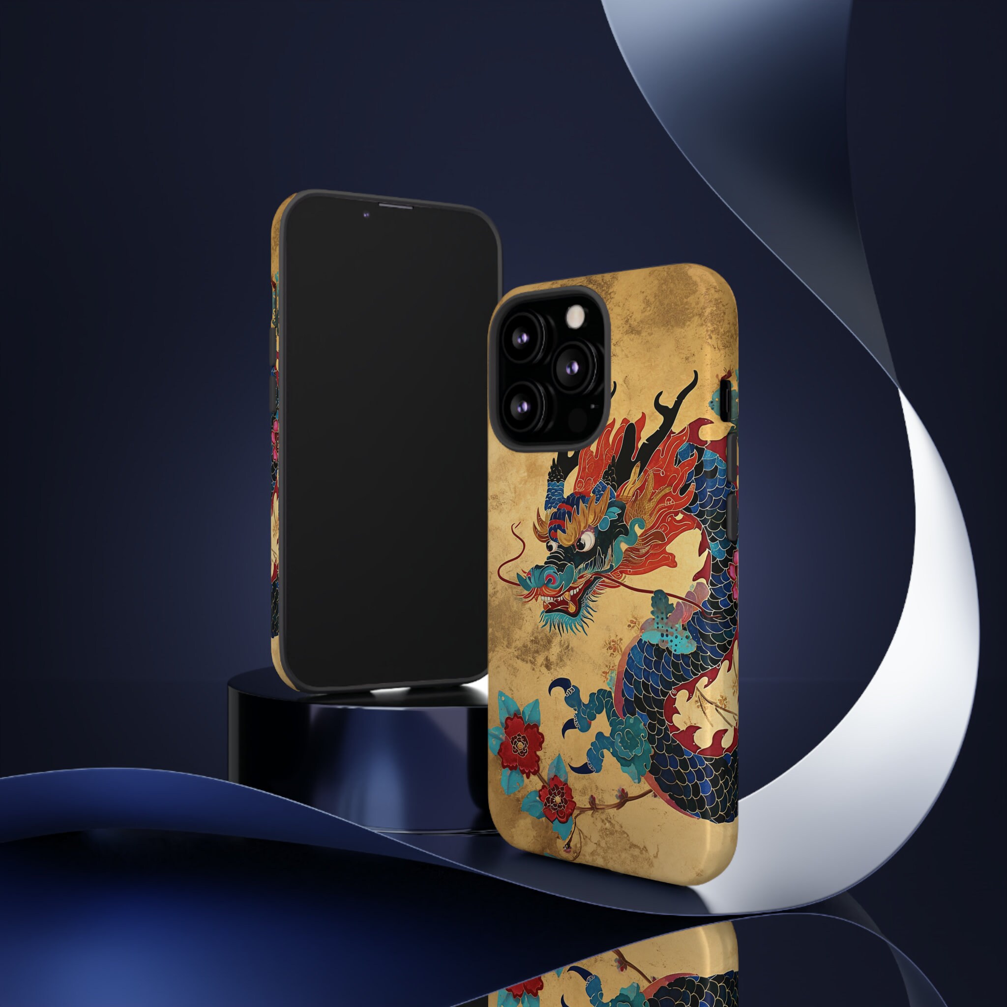 Lunar New Year 2024 Blue Chinese Wood Dragon Tough Phone Case iPhone 15 ...