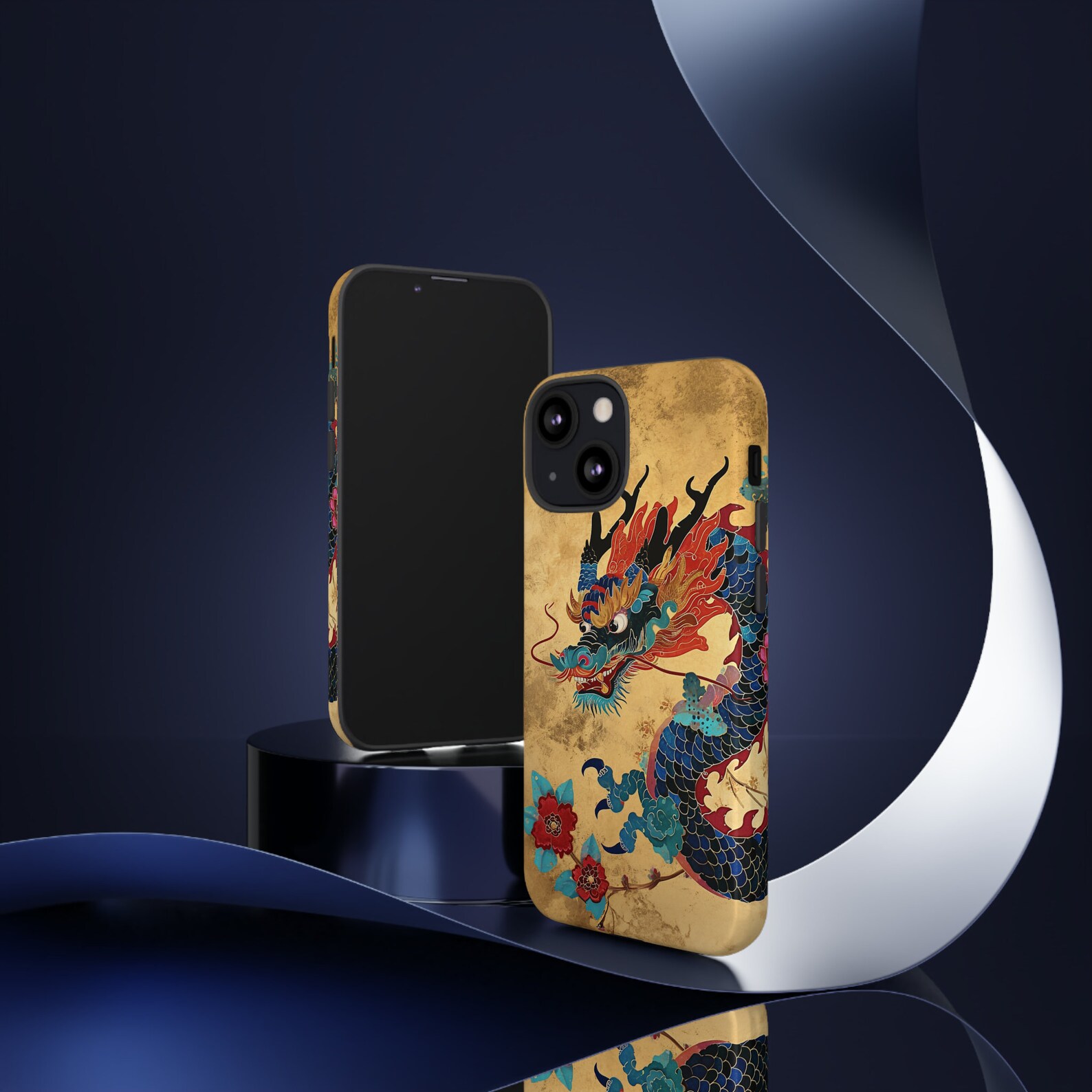 Lunar New Year 2024 Blue Chinese Wood Dragon Tough Phone Case iPhone 15 ...