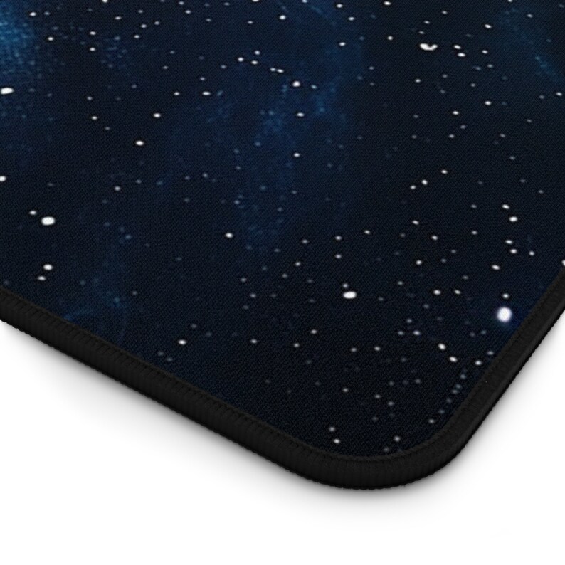 Nebula Dark Blue Stars Futuristic Desk Mat Beautiful Orange and Pink ...