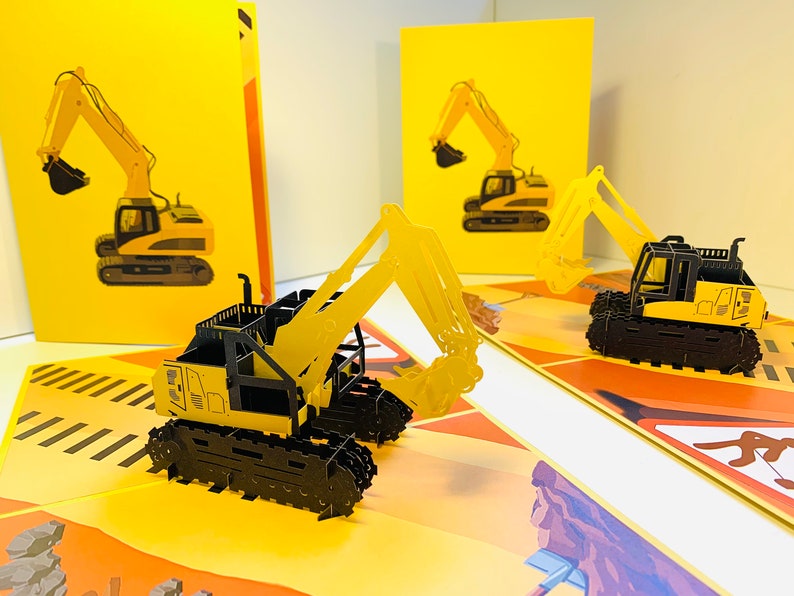 Excavator Crane Digger Truck for Construction Worker & Children 3D Pop ...