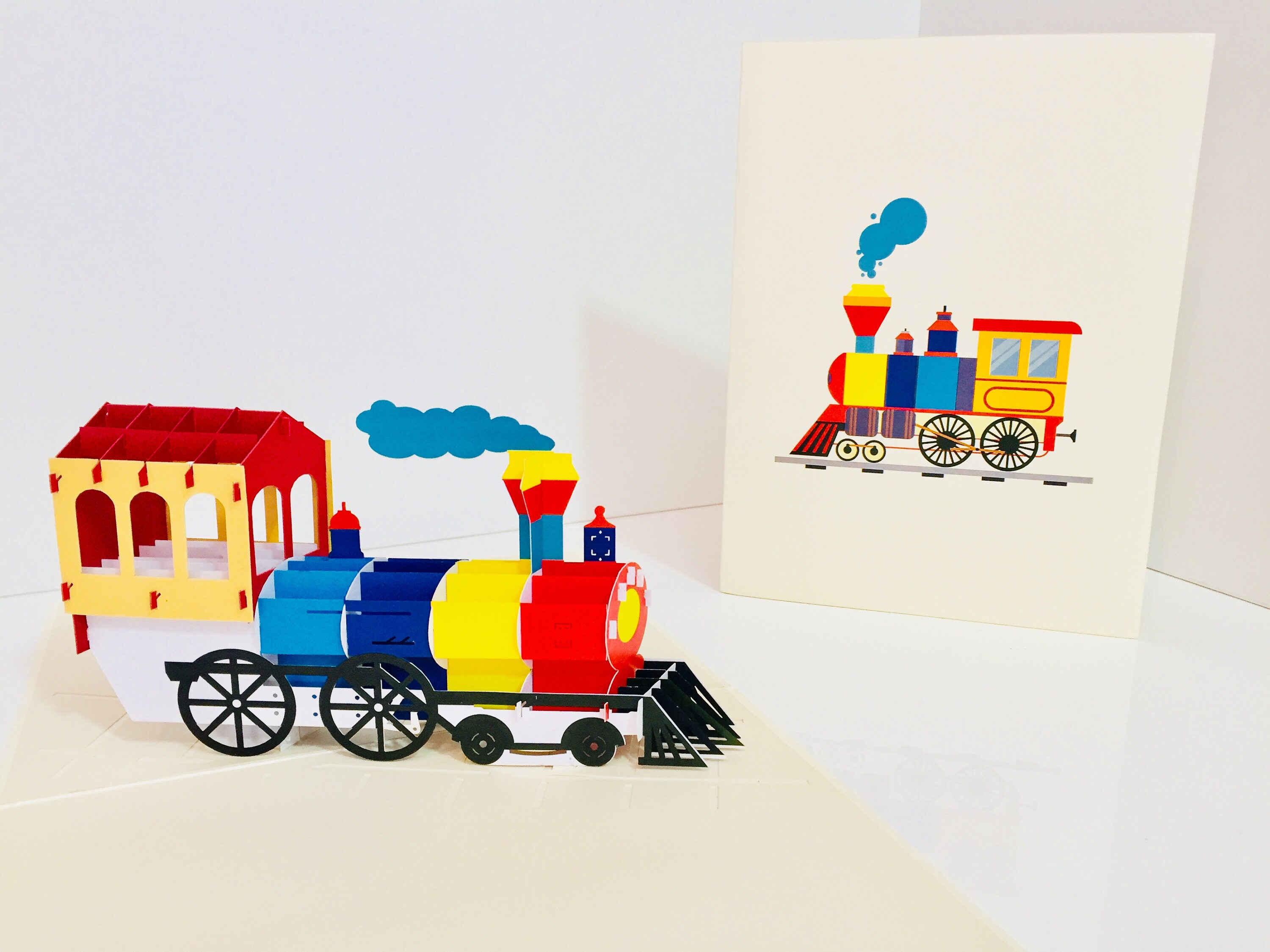 Super Cute Colourful Locomotive Train Created by Origami Pop Cards ...
