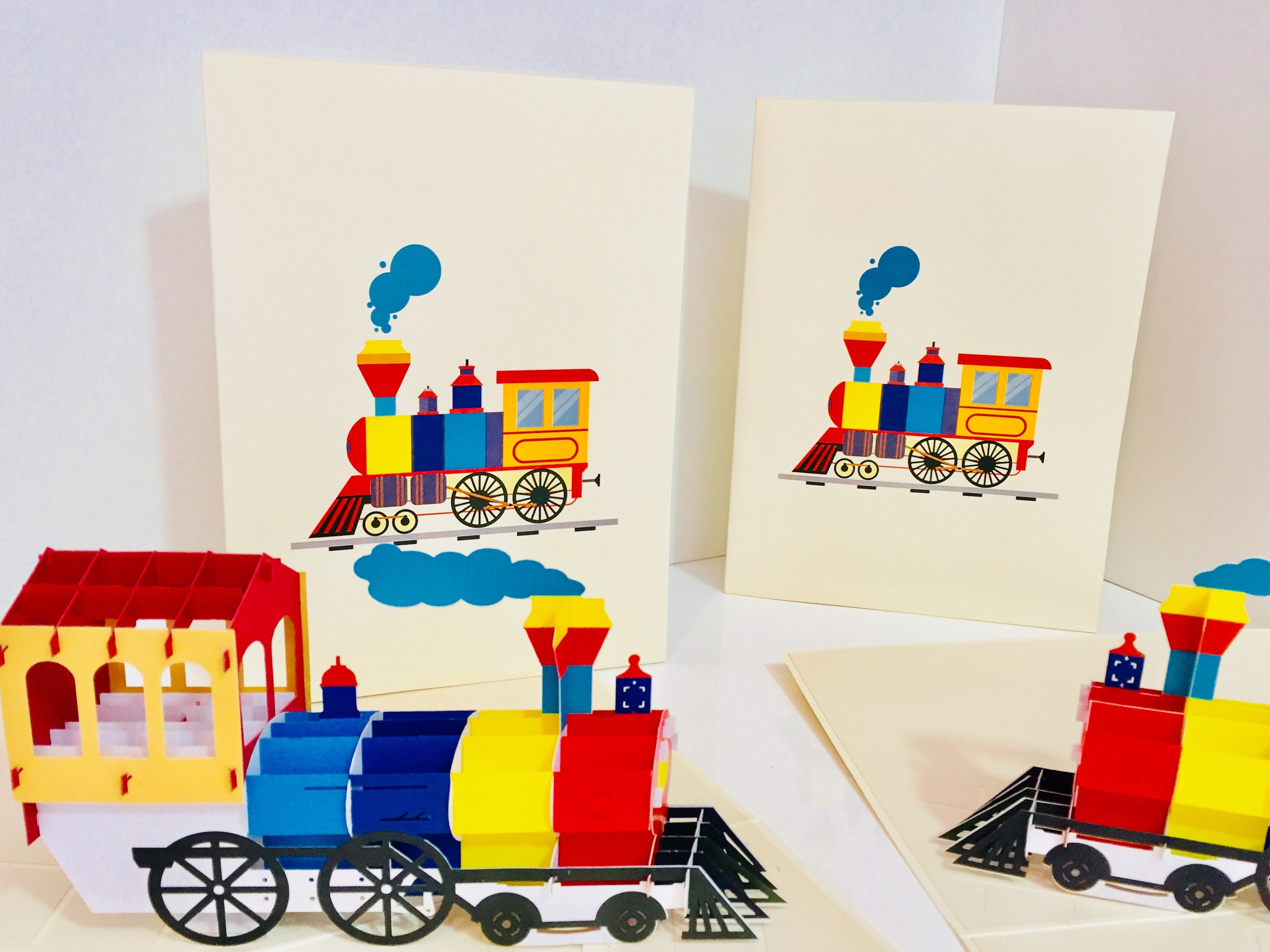 Super Cute Colourful Locomotive Train Created by Origami Pop Cards ...
