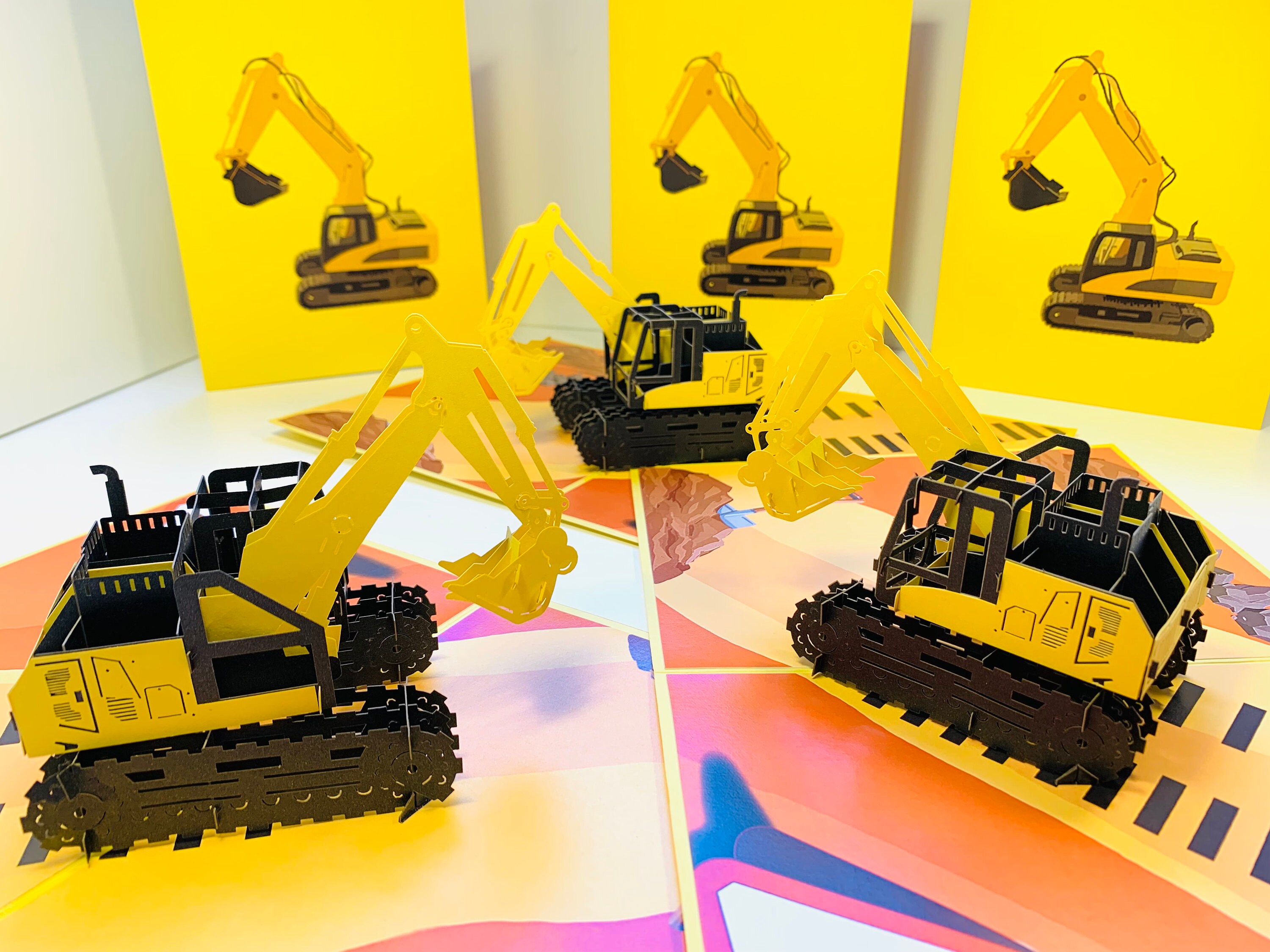 Excavator Crane Digger Truck for Construction Worker & Children 3D Pop ...