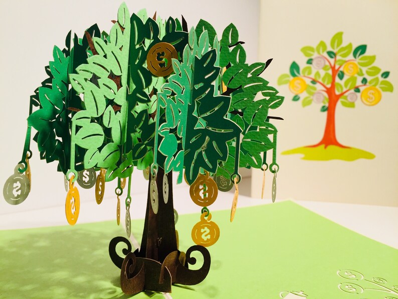 Green Money Tree Good Luck Card - Created by Origami Pop Cards ...